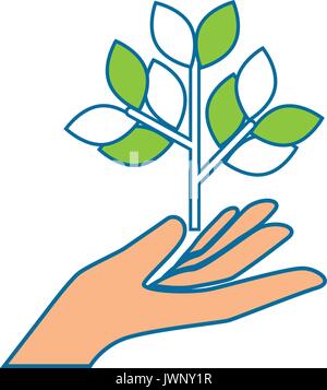 hand holding a plant icon over white background vector illustration ...