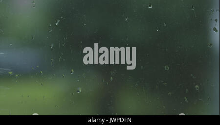 first rain drops on dirty window, wide photo Stock Photo - Alamy