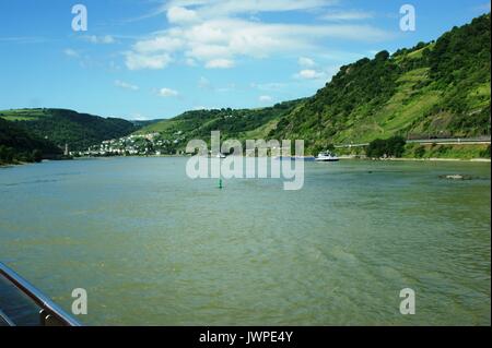 Rocks near Rhein Rhine river in Loreley Lorelei, Rhein-Lahn-Kreis ...
