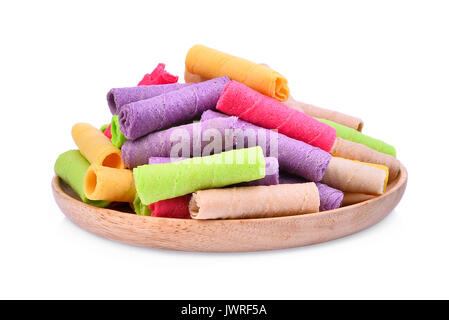 colorful of coconut-biscuit curl, thai dessert isolated on white ...