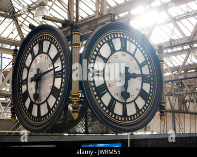 The famous clock at Waterloo station, famed for being a meeting place ...