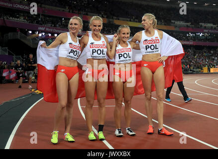 Poland Women's 4x400m relay final team (left to right) Justyna Swiety ...