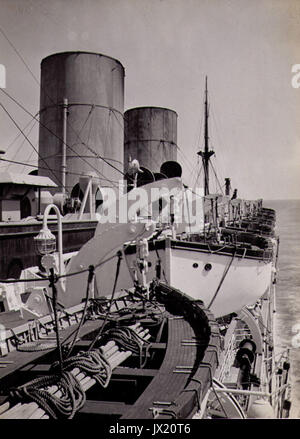 RMS Strathnaver lifeboats in davits, 1934 Stock Photo - Alamy