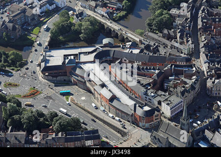 Aerial view over Durham City and Durham Castle from the main tower of ...