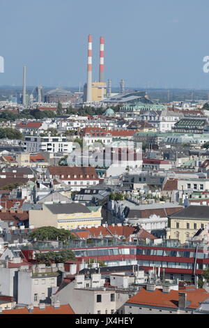 Vienna, Austria. View over Vienna to the special waste and sewage ...