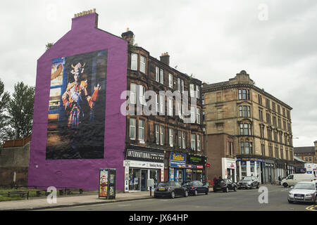 Mural depicting Billy Connolly, a digital print by Rachel Maclean in ...