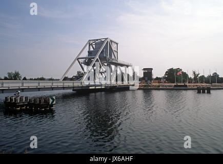 Pegasus Bridge, a bascule type of bridge that crosses the Caen Canal ...