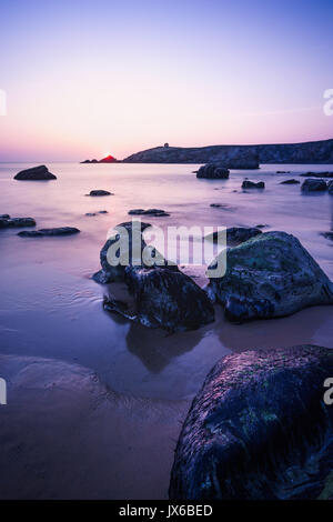 Sunset at the Arche de Port Blanc in Saint-Pierre-Quiberon in Brittany ...