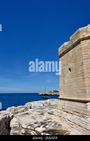 The watchtower of Castell de Sant Nicolau, Ciutadella, Minorca, Spain ...