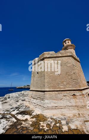 The watchtower Castell de Sant Nicolau, Ciutadella, Menorca,Minorca ...