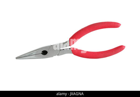Used combination pliers isolated on white background, front and back ...
