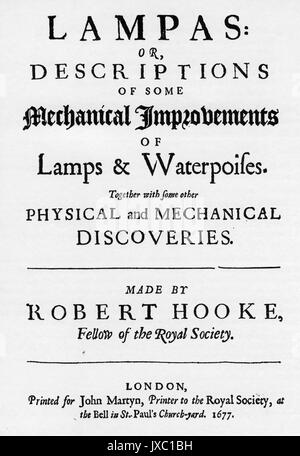 ROBERT HOOKE (1635-1703) English physicist and chemist. "Lectures ...