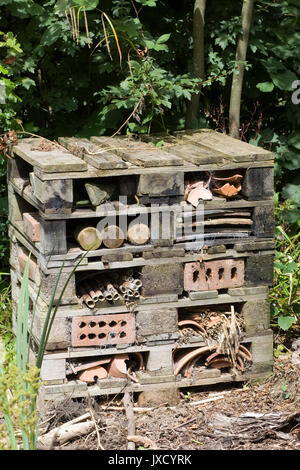 Insect home made using old wooden pallets for encouraging insects ...