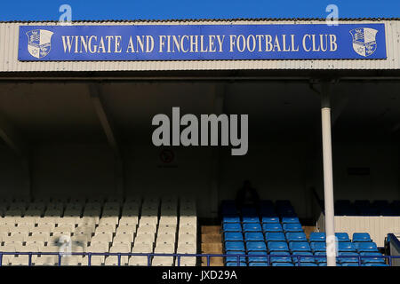 General view of the Wingate & Finchley FC signage ahead of Wingate ...