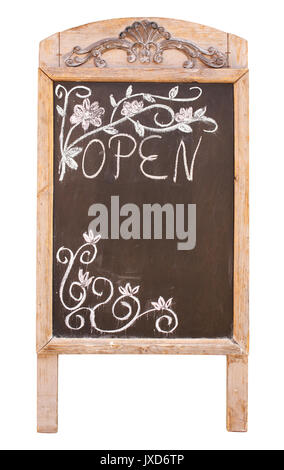 wooden stand-up sign OPEN Stock Photo - Alamy