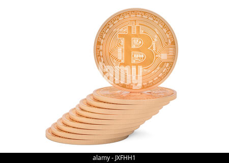 Golden Bitcoins, 3D rendering isolated on white background Stock Photo ...