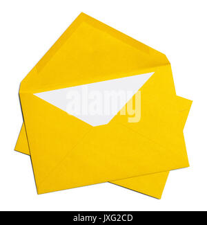 Yellow envelopes isolated on white background Stock Photo - Alamy