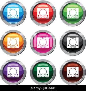 Game console, joystick and disc cartoon,black,outline icons in set ...