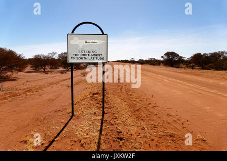 26th Parallel South Latitude road sign, Murchison, Western Australia ...