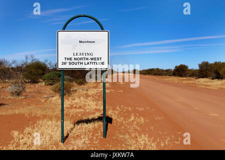 26th Parallel South Latitude road sign, Murchison, Western Australia ...