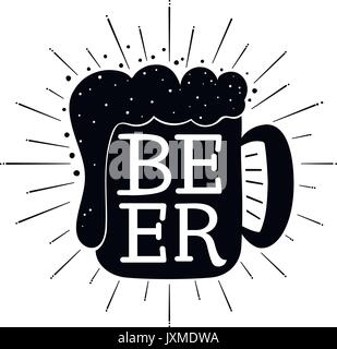 Hand written lettering beer with glass mug for flayers, posters ...