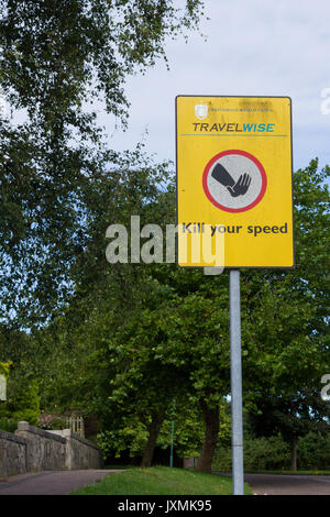 road safety kill your speed no overtaking warning sign on country road ...