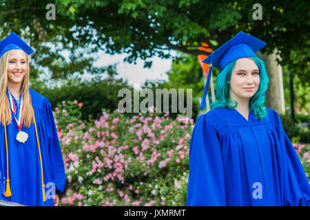 Two female students at the graduation ceremony at Chulalongkorn ...
