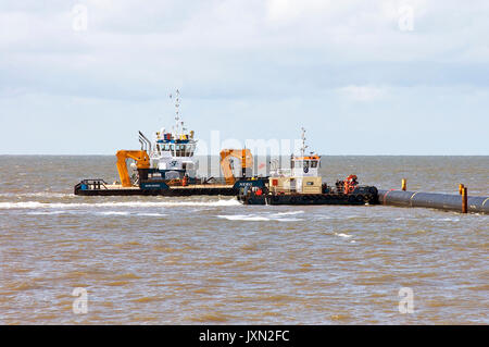 The UK's longest outfall pipe at two miles in lenth is put into ...