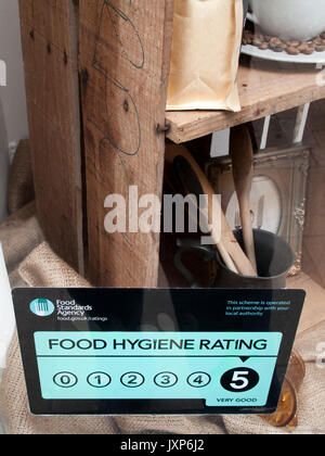 Food Standards Agency five rating for food hygiene sign in restaurant ...