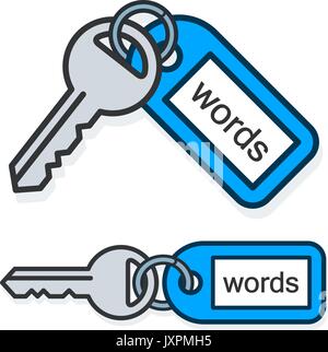 Keywords concept with a cartoon key and tag with the text Words on it ...