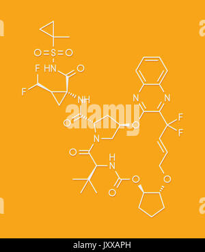 Glecaprevir hepatitis C virus drug molecule. Skeletal formula Stock ...