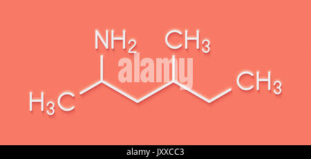 Methylhexanamine, methylhexamine, dimethylamylamine, DMAA molecule. It ...