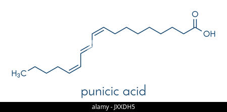Punicic acid (trichosanic acid) molecule. Fatty acid present in ...