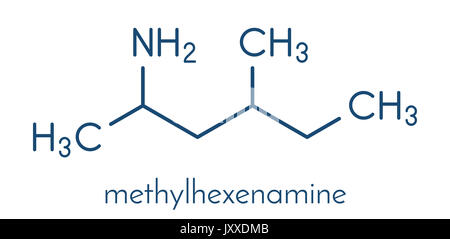Methylhexanamine, methylhexamine, dimethylamylamine, DMAA molecule. It ...