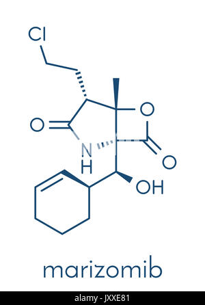 Marizomib (salinosporamide A) cancer drug molecule (proteasome ...