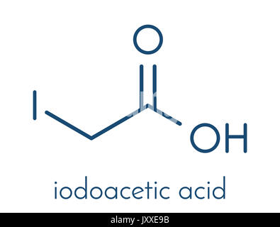 Iodoacetic acid molecule. Toxic alkylating agent. Skeletal formula ...