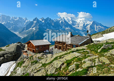 Lac Blanc and Aiguilles Rouges above Chamonix Valley, France Stock ...