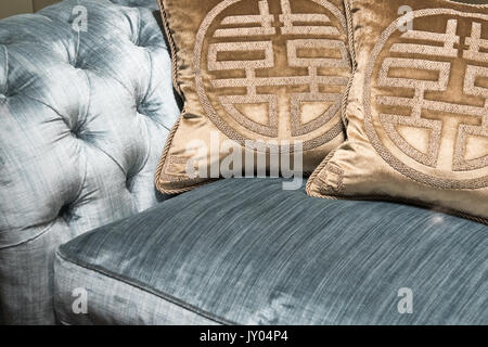 Expensive Pattern Cushions on Soft, Luxury, Comfortable Sofa Stock ...