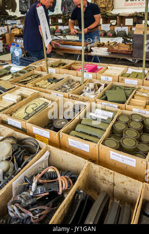 WW2 collector buying Second World War military memorabilia from stand ...