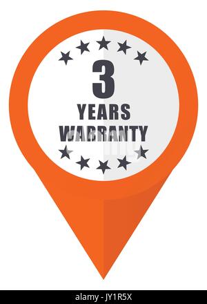 Warranty guarantee 2 year orange pointer vector icon in eps 10 isolated ...