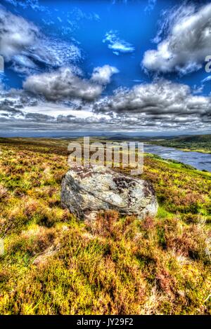 Area of Altnaharra, Scotland. Picturesque aerial view of Loch Naver ...