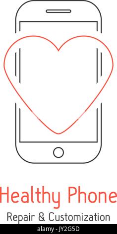 Broken heart on mobile screen RGB color icon Stock Vector Image & Art ...