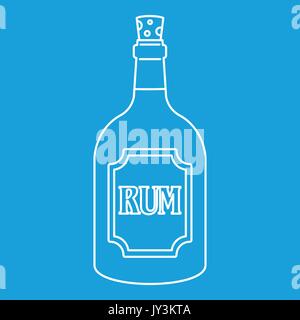 Vector logo for Rum, outline illustration of brown bottle with ...