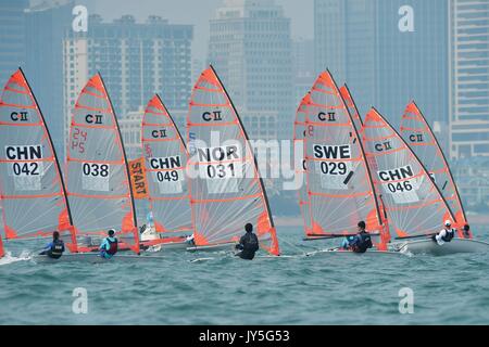 Qingdao, China. 18th August, 2017. The sailing contest is held at ...