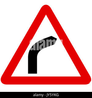 A right hand bend sign on a country road in South Norfolk, England ...