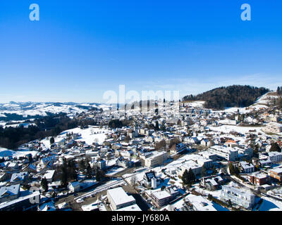 Winter view of Teufen, Appenzell Ausserrhoden village, Switzerland ...