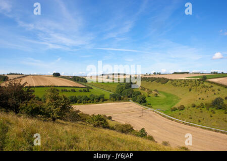 Agricultural scenery in the Yorkshire wolds, England with patchwork ...