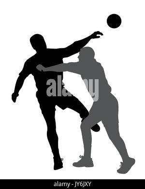Handball player blocking opponent player Stock Photo - Alamy