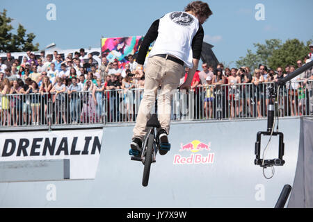 MOSCOW, RUSSIA - JULY 8: Denis Stepanov in BMX competitions during ...