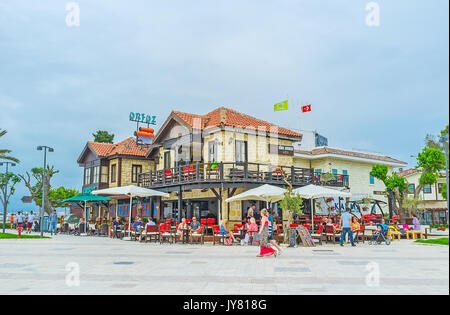 Restaurant on the promenade, Side, Antalya Province, Turkey Stock Photo ...